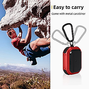 WAMOY Airpods Pro Case for Men Women,Shockproof Hard Shell Protective Case Cover with Keychain for Apple Airpods pro Charging Case (Red)