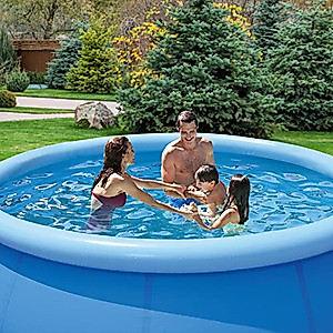 Raoccuy Above Ground Swimming Pool - 10ft x 30in for Family, Easy to Set Blow up Kiddie Pool, Inflatable Kids and Adults with Air Pump Outdoor Backyard Garden, Blue
