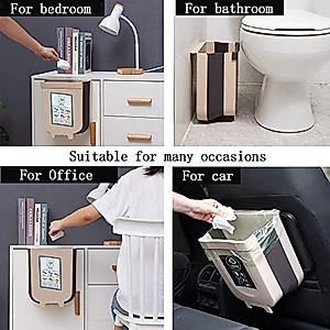 HorBous Kitchen Hanging Trash Can, Foldable Trash Bin, Small Portable Collapsible Waste Bins for Cabinet, Car Bedroom+30 Garbage Bags (White)