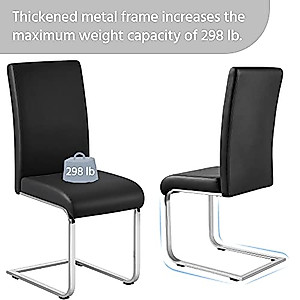 Yaheetech Dining Chairs Modern Leather High Back Dining Room Chairs with Metal Legs Home Kitchen Furniture Black, 2PCS