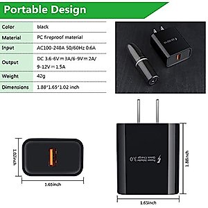Quick Charge 3.0 Fast Charging USB Wall Charger Plug with 6ft Type C Cable for Samsung Galaxy S23 S22 Plus S21 S23 Ultra/S21+ S20 FE Note20 A53 A13 A03S A21 A51 A12 A20 A10E A50 A71 A32 A52 S10 S9 S8