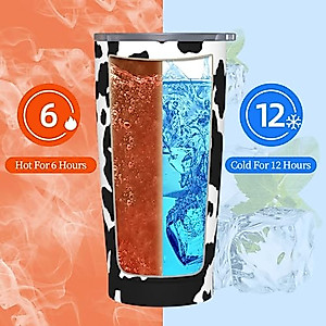 Yaxongx 20oz Tumbler Cow Skin Pattern Double Wall Vacuum Insulated Coffee Mug with Lid and Metal Straw Brush Reusable Stainless Steel Water Bottle Travel Cup Gifts for Car Ice Drinks Hot Beverage