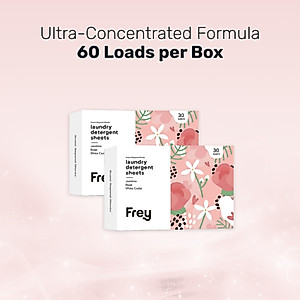 FREY Laundry Detergent Sheets – Jasmine Rose Scent | Plant-Derived | 60 Sheets (Pack of 2)