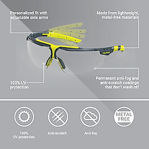 HexArmor VS300 Light Transition Anti-Fog and Scratch-Resistant ANSI Z87+ Safety Glasses for Men and Women, Single