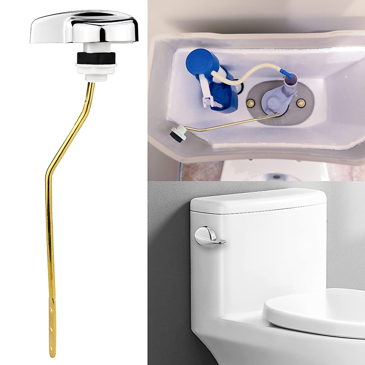 TOTO Toilet Replacement Parts, Upgraded Copper Handle Trip Lever Kit Universal for TOTO THU068#CP and Kohler, for TOTO St743S, St454E Toilet Tank Metal Material Side Mount Flush Handle