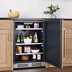 Avallon ABR241BLSS 24 Inch Wide 140 Can Energy Efficient Beverage Center with LED Lighting, Double Pane Glass, Touch Control Panel and Right Swing Door