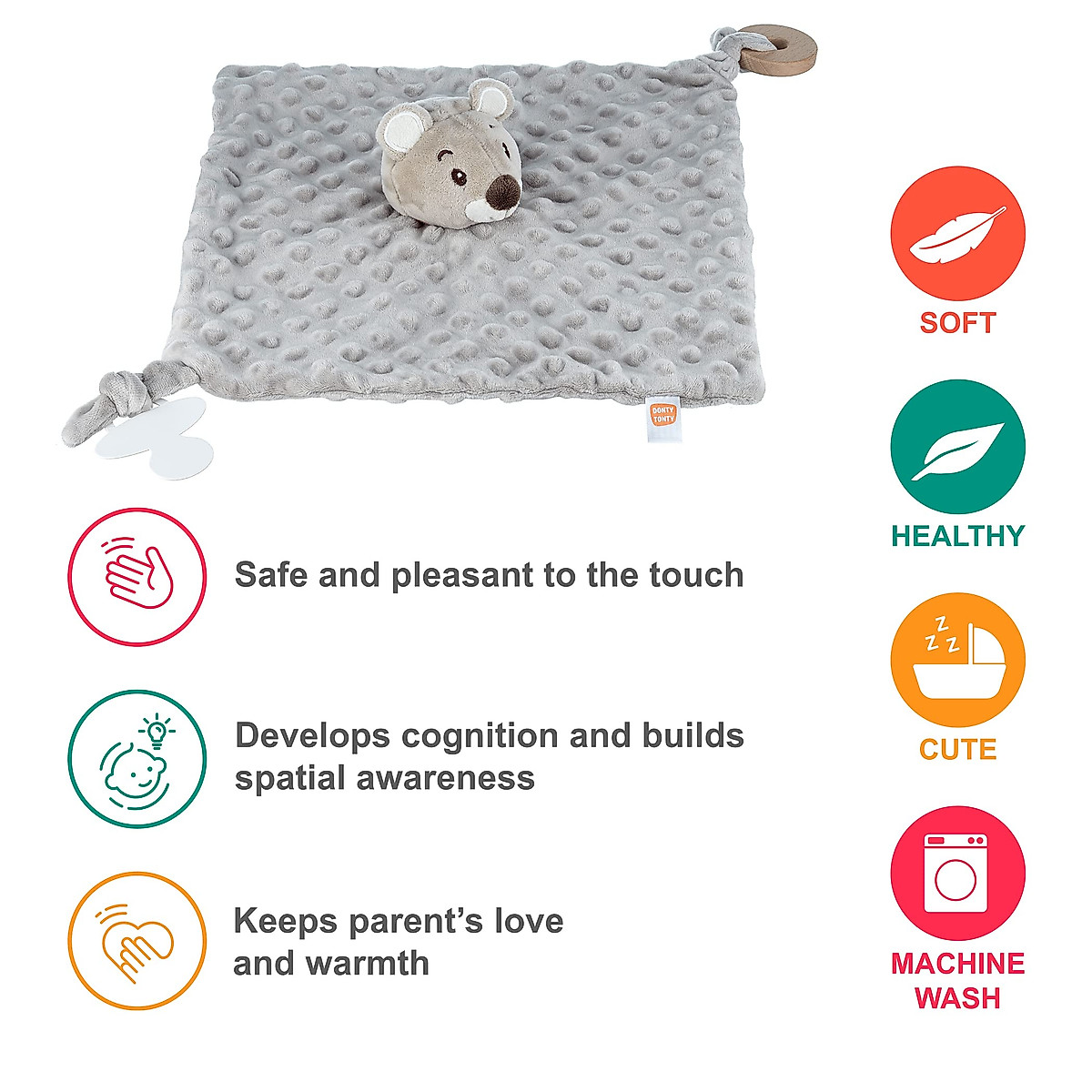 Donty-Tonty Baby Blanket with Stuffed Animals Easter Baby Gift -Security Snuggle Blanket Lovie Soft Lovey Plush Toy for Babies, Infant, Newborn, Toddler, Baby for Girls and Boys