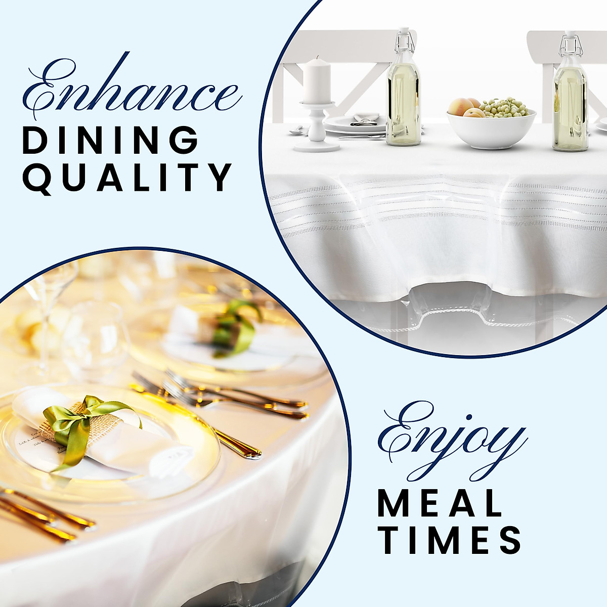 BRODER MFG. INC. Tablecloth Protector Crystal Clear Vinyl (52"x70" Oval) | Thick, Durable Clear Table/Tablecloth Protector | Perfect for Parties, Special Occasions, Gatherings, and Everyday Use