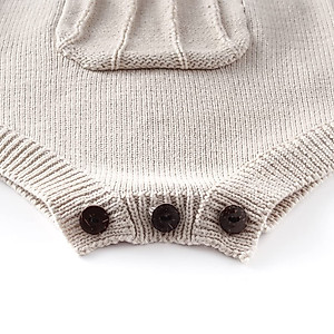 Just Bodi Baby Girl Baby Boy Clothes Knitted Romper Onesie Neutrals Overalls Unisex Baby Clothes Cotton (Sand, 3-6 Months), 82102