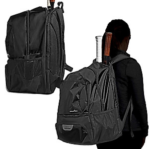 Athletico Premier Tennis Backpack - Tennis Bag Holds 2 Rackets in Padded Compartment | Separate Ventilated Shoe Compartment | Tennis Bags for Men or Women (Black)