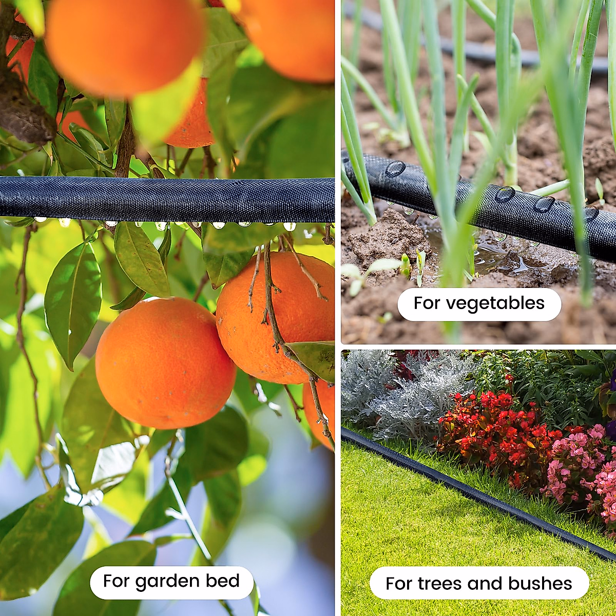 Soaker Hose - Flat Soaker Hose 100FT for Garden Beds, Water Garden Soaker Hose Linkable Consistent Drip Irrigation Hose Save 83% Water