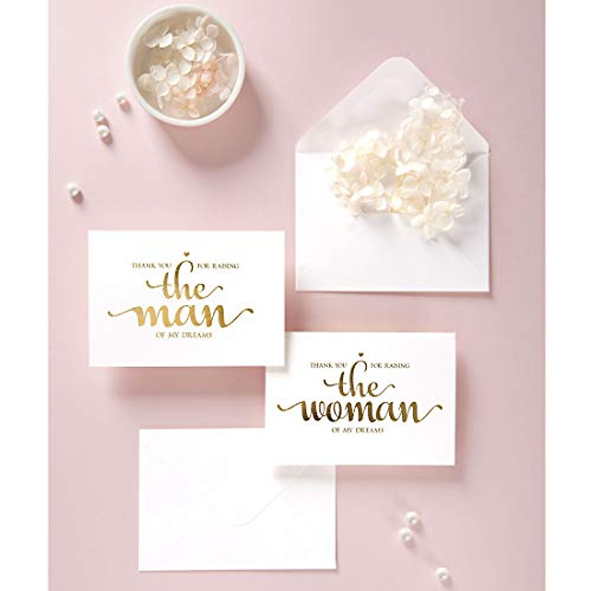 MAGJUCHE Thank You for Raising The Man, The Women of My Dreams, Gold Foil Wedding Day Cards Set to Your in Laws, from Bride and Groom