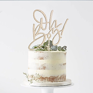 YESSWL Oh Boy Cake Topper - Wooden Boy Baby Shower Birthday Party Cake Decorations for It's a Boy 1st Birthday Party Photo Booth Props， gender Reveals Party Decorations (Wood Oh Boy Cake Topper)