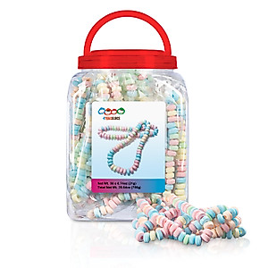 36 Candy Necklaces Individually Wrapped, Choker Style, Nostalgic Pastel Candy Jewelry Perfect for Party Favors, Pinata Fillers and Goodie Bags, Packed in a Convenient Display Tub, By 4YoreElves