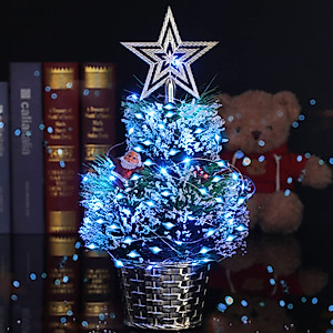 Lotenten Fairy Lights Battery Operated,2 Pack 19FT 60 Led Waterproof Mini Battery Powered String Twinkle Lights Lights for Bedroom, Christmas, Parties, DIY,Wedding,Bedroom Decoration(Blue)