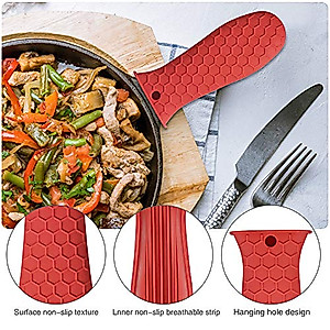 8 Pack Cast Iron Handle Cover, Silicone Hot Handle Holder, Assist Handle Holder, Non-Slip Pot Holder Sleeve, Pot Handle Covers Heat Resistant Potholder Cookware Silicone Cast Iron Handle Cover, Red