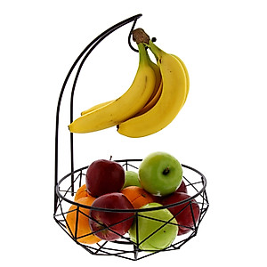 Cuisinart Stainless Steel Fruit Basket with Banana Hanger, Matte Black - Perfect Fruit Basket for Kitchen & Dining Tables to Showcase & Organize Fresh Produce - Sturdy Banana Holder with Fruit Storage