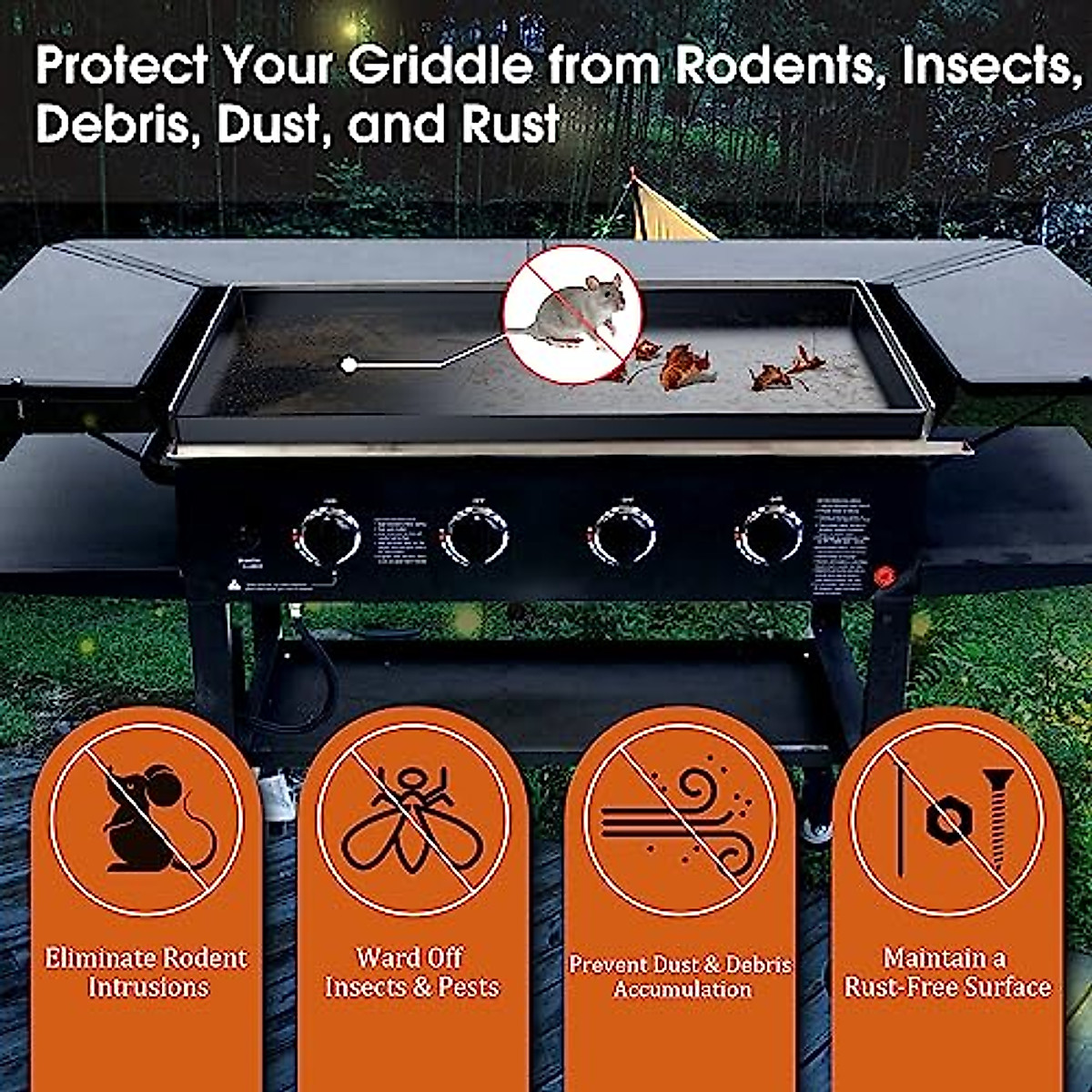Griddle Buddy Grill Mat for Blackstone 36 Inch Griddle, Heavy Duty Silicone Griddle Mat, High-Wall Design, All Season Cooking Protective Mat, Shields from Rodents, Debris, Rust, Reusable (36 Inch)