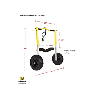 Suspenz Kayak Canoe Transport Cart, XL END Carrier Trolley with Airless Wheels, Yellow (22-0099)