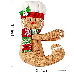 Gingerbread Man Christmas Tree Topper Decorations,Unique Funny Xmas Plush Stuffed Gingerbread Hugger Decor for Christmas Tree Wine Bottle Curtain Ornaments,Ginger White Red Green