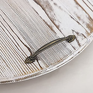 Wooden Lazy Susan Kitchen Turntable 18" Solid Wood Rotating Vintage Organizer Serving Tray Round Spins Balanced Smoothly Spice Rack for Kitchen Dining Room Pantry Cabinet Table Counter Top (White)