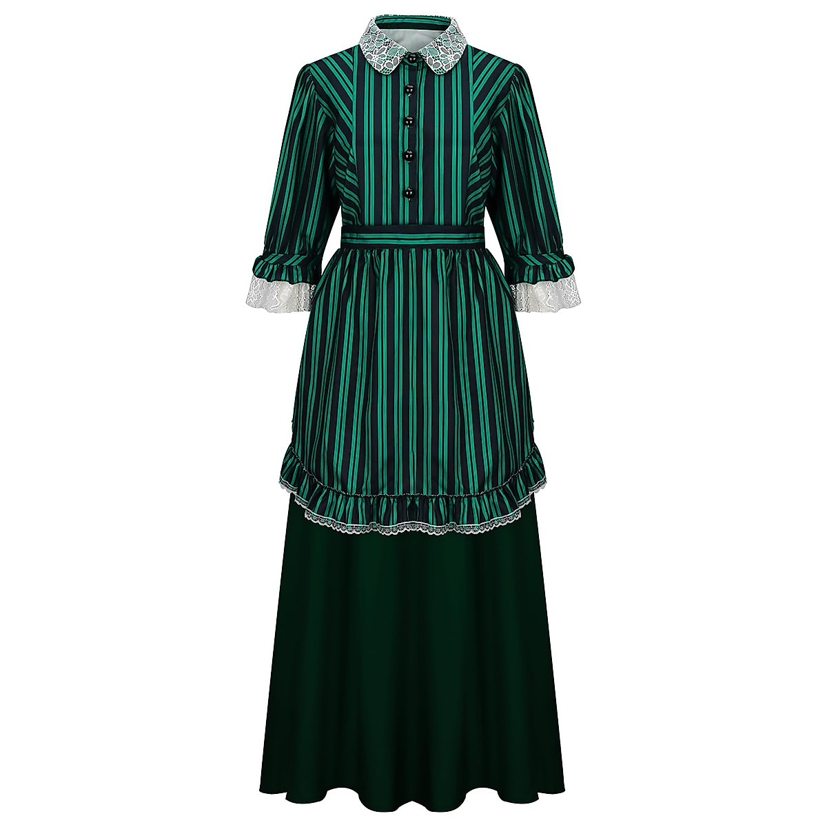 FOGHORN Women Haunted Mansion Costume Cast Member Maid Apron Dress with Headwear Halloween Ghost Cosplay Outfit (XL)