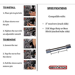 GEN-Y Iron Grip Anti-Rattle 5/8" x 3" Solid Shank Hitch Pin (Theft Deterrent): Works with 3" I.D. x 3.5" O.D. Receiver Hitch