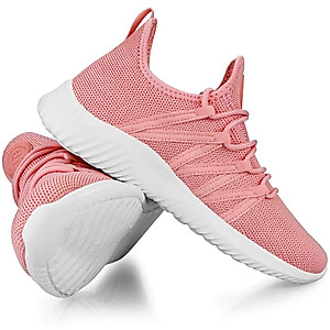 Feethit Womens Slip On Running Shoes Non Slip Walking Shoes Lightweight Gym Workout Shoes Breathable Fashion Sneakers All Pink Size 9