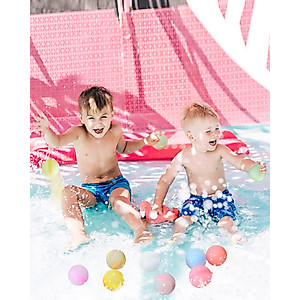 FEBALHS 12pcs Reusable Water Balloons, Summer Outdoor Silicone Pool Beach Water Toys for Kids 4-8-12, Outside Water Bomb Ball Games Refillable Fun Party Gift for Boys and Girls