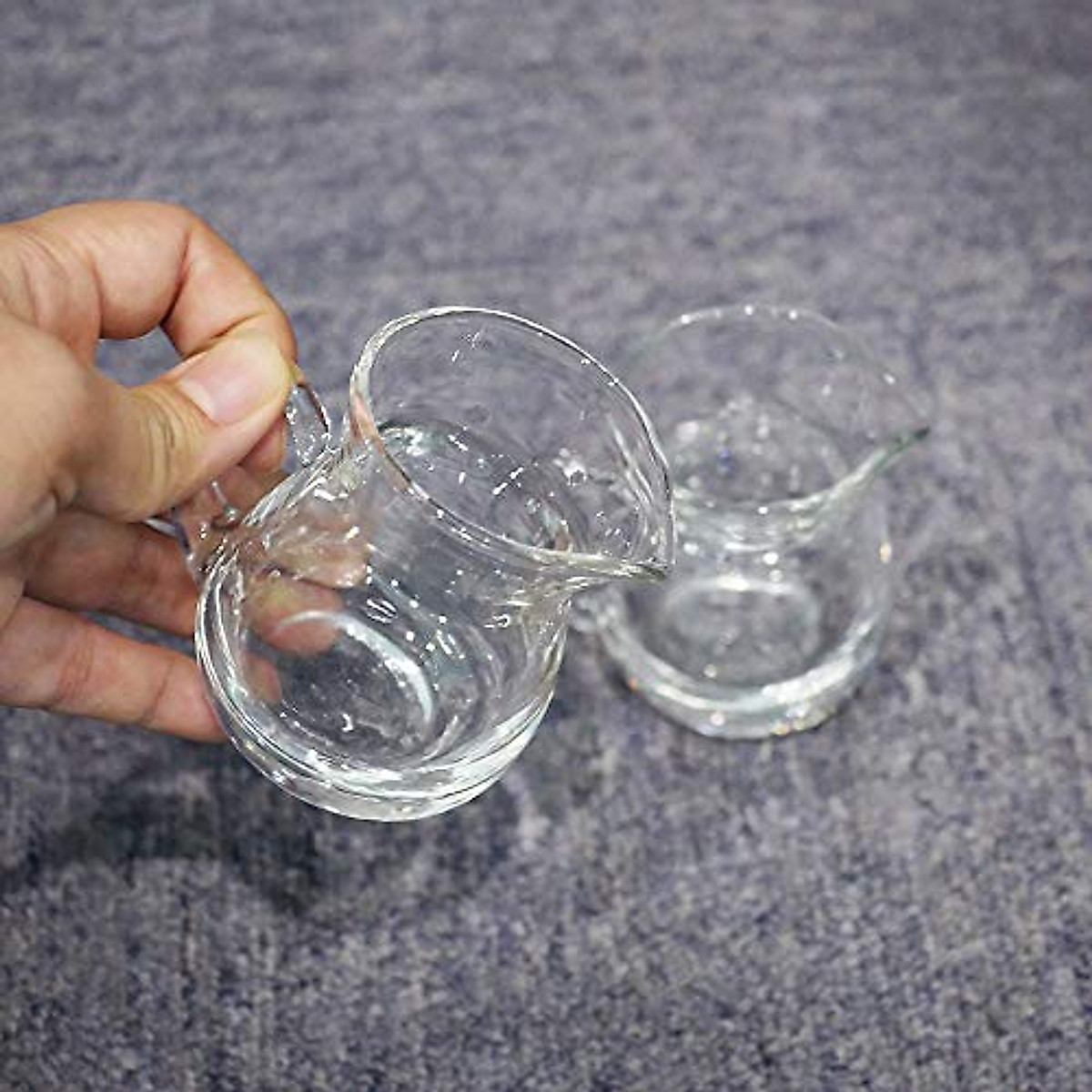 DGQ Classic Glass Creamer Pitcher with Handle 4oz Pack of 2 Milk Pourer Mini Creamer for Coffee Tea Maple Syrup Serving