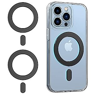 OUTXE Magnetic Adapter Ring 2 Pack, Universal Magnet Sticker Compatible with Magsafe Accessories & Wireless Charging for iPhone 14/13/12/11 Mini Pro Max, Galaxy S22/S21 Fe Ultra and Phone Case -Black