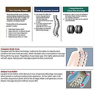 Osaki OS-4000T | Black | 2D S-Track Full Body Massage Chair | Zero Gravity | Body Scanning | Space Saving | Full Body Air Bag Compression. | Lumbar Heating | Foot Roller