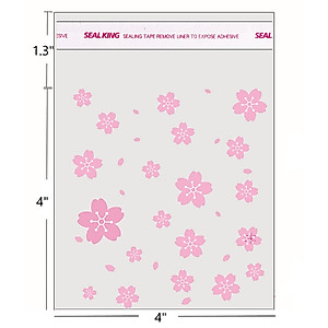 200 Pcs 4" x 4" Clear Bags OPP Plastic Party Bag for Bakery, Candy, Soap, Cookie (Sakura Pink, 4x4)