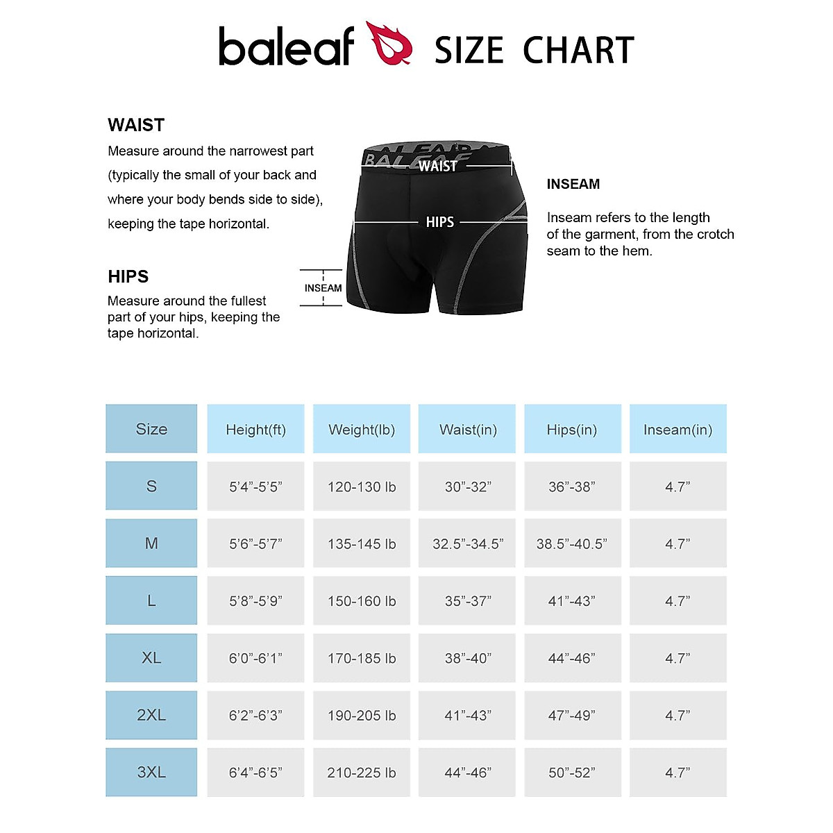 BALEAF Men's 3D Padded Bike Shorts Cycling Underwear MTB Liner Road Biking Bicycle Clothes Grey XXL