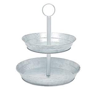 Rustic 2 Tier Galvanized Serving Tray, Farmhouse Kitchen Decor (12 x 13.5 In)