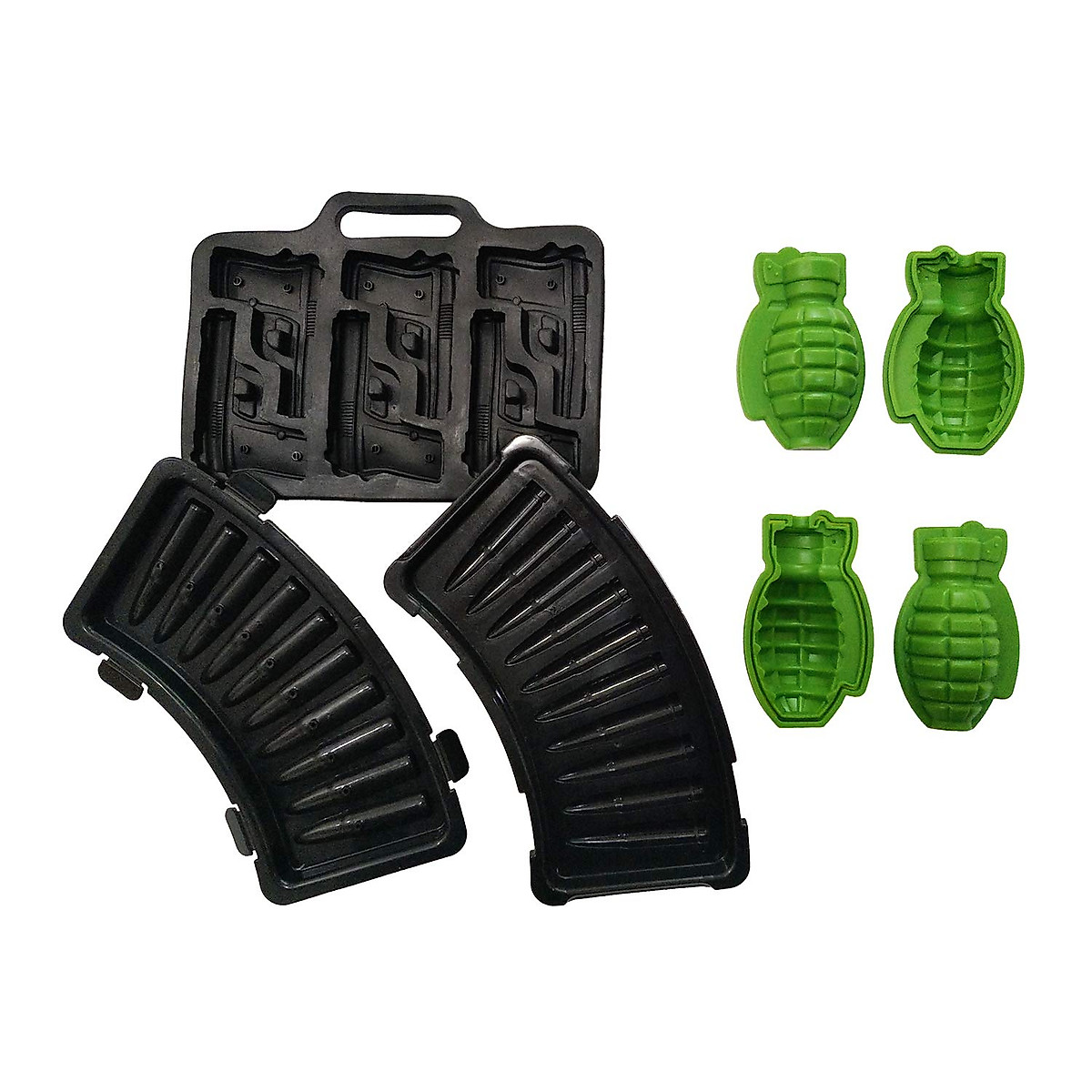 Weapon Series Whisky 3D Cube Ice Ball Molds Grenade Mould Handgun Ice Mold Bullet Tray Ice Maker Set of 6 By TAISI