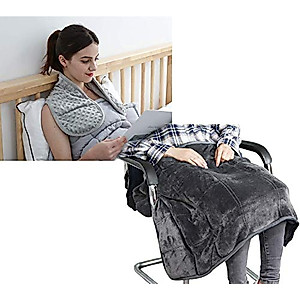 MAXTID Weighted Lap Blanket 39in x 23in 8 Lbs + Weighted Shoulder Wrap 2 lbs