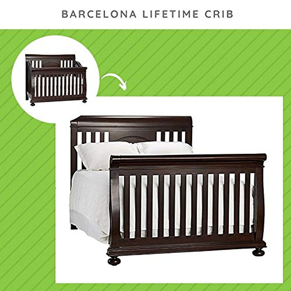 Full Size Conversion Kit Bed Rails for Baby Cache Cribs (Cherry)