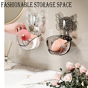 ZIOYCKL Suction Cup Storage Rack, Waterproof Suction Shower Organizer for Dresser, Shower Suction Cup Set Waterproof Suction Storage Basket for Bathroom,Butterfly Organizer Storage Basket (Clear)