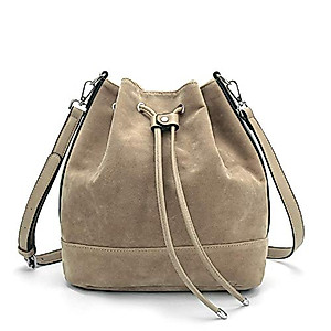 AFKOMST Bucket Bags and Purses For Women Drawstring Hobo and Shoulder Handbags with 2 Detachable Straps