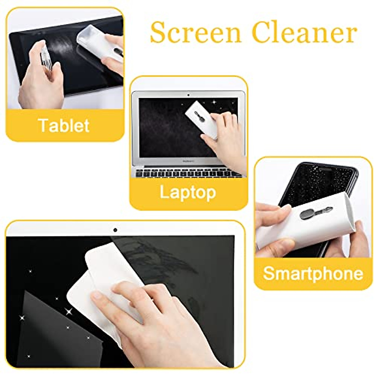 Walrfid Airpods Electronic Screen 7 in 1 Cleaner Kit Laptop Keyboard Cleaning Tool for ipad/iwatch/Computer/Phone/MacBook with 5ml Touchscreen Cleaners Mist (Grey)