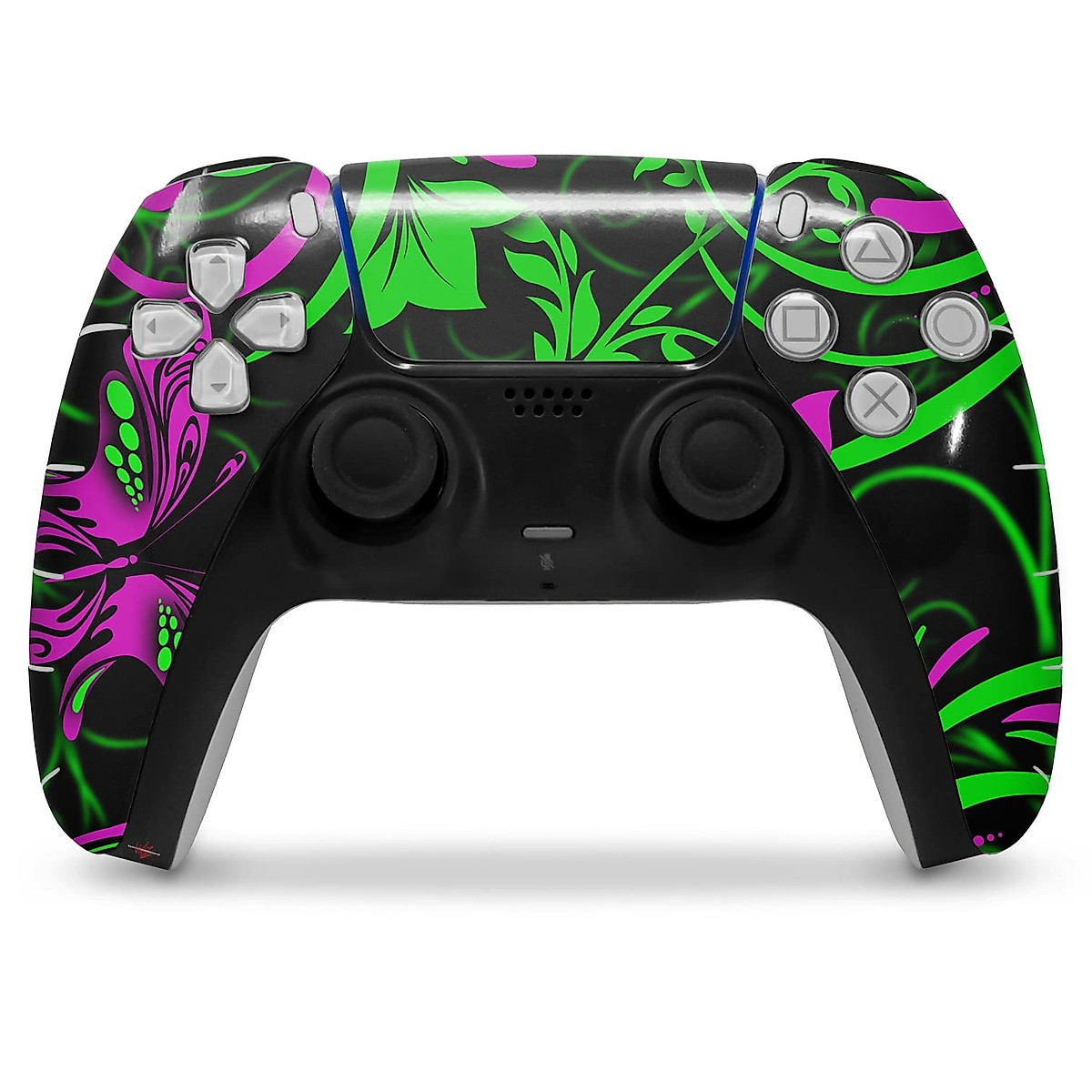 WraptorSkinz Skin Wrap compatible with Sony PS5 DualSense Controller Twisted Garden Green and Hot Pink (CONTROLLER NOT INCLUDED)