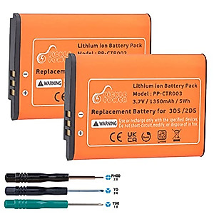 Pickle Power 2 Pack 1350mAh CTR-003 Battery Replacement for Nintendo 3DS 2DS Game Console with Tool (Not for New 3DS and 3DS XL)