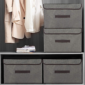 XINGUANGYI Storage Boxes with Flip-top Lid,Fabric Storage Bins,Collapsible Storage Large Baskets for Clothes, Books,Toys Cubes, Home,[3-Pack]