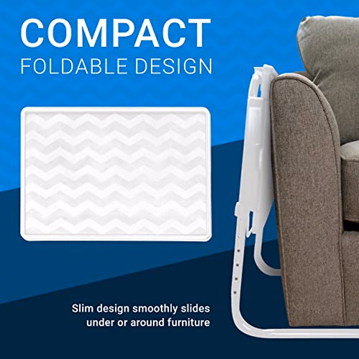 Table Mate XL TV Tray Table - Folding Couch Table Trays for Eating Snack Food, Stowaway Laptop Stand, Portable Bed Dinner Tray - Adjustable TV Table with 4 Set Angles, Black