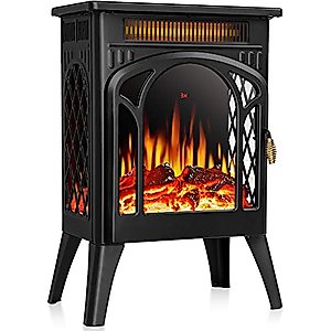 Antarctic Star 16 Inch Electric Fireplace, Freestanding Fireplace Stove with 3D Flame Effect, Small Electric Fireplace Heaters for Indoor Use with Remote, Temperature Adjustment, ETL Certified, Black…