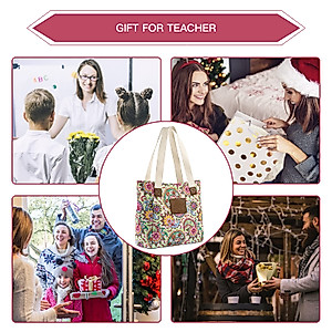 Muzale Teacher Appreciation Graduation Gifts for Women, Large Floral Tote Bag with Special Word for Beginning Teacher, End of Year Teacher Gift for Christmas, Birthday, Graduation, Last Day Of School