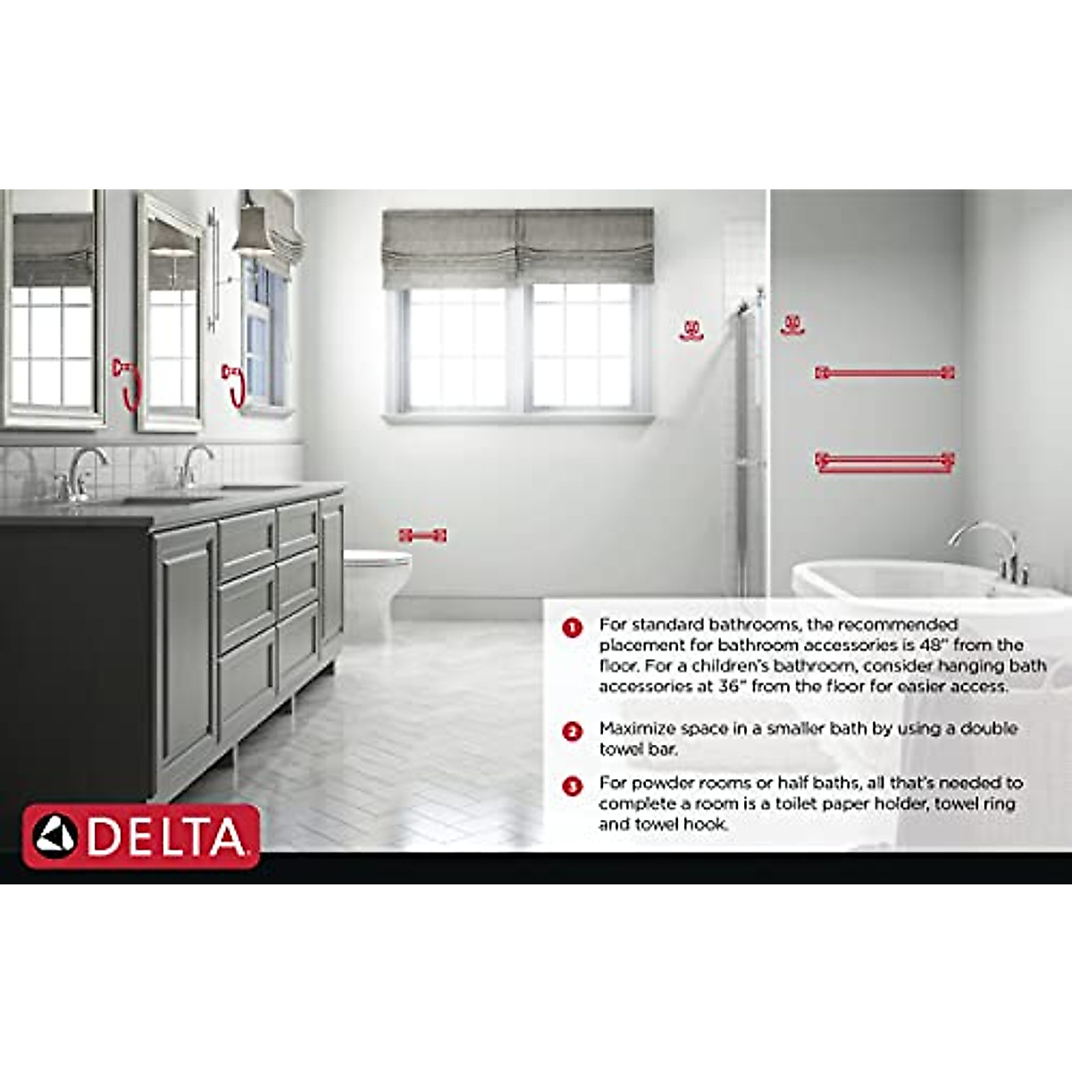 DELTA Windemere 18 inch-Towel Bar, Chrome, Bathroom Accessories, 70018