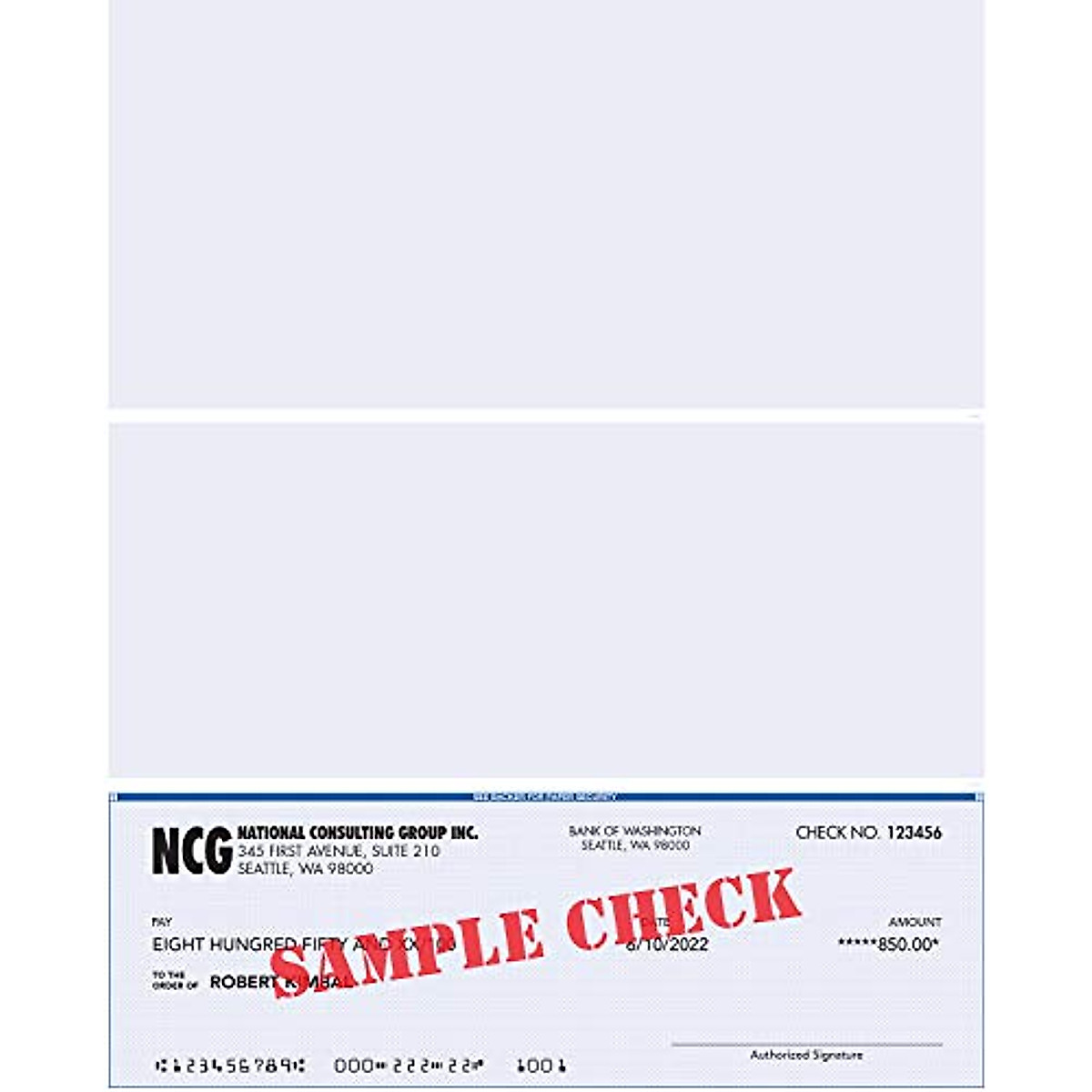 Cosco® Business Checks, 8-1/2" x 11", Bottom Check, 500 Count (074026)
