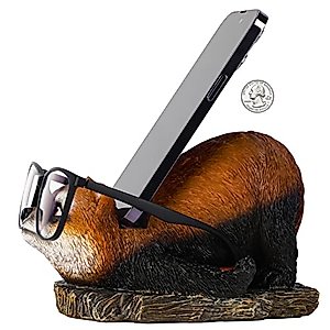 Rascally Red Panda Multi-Functional Desktop Organizer | Cell Phone Stand | Tablet Stand | Eyeglass Holder | Sunglass Holder | Piggy Bank | Desk Pet | Unique Gift